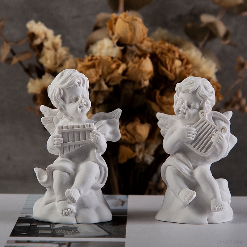 Small Angels Figurines Resin Figure Sculpture Crafts Music Angel ...