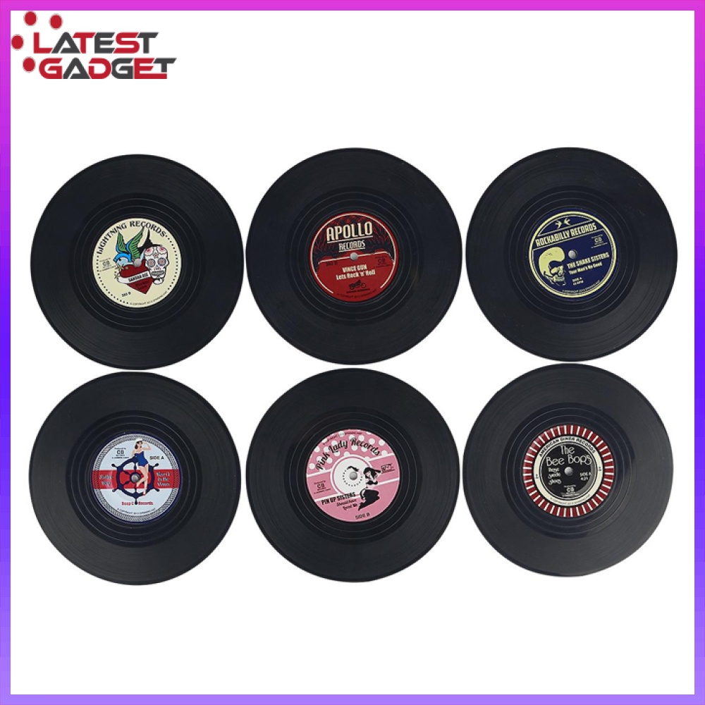 LatestGadget Rockabilly 6 Piece Vinyl Coaster - Black | Shopee Philippines