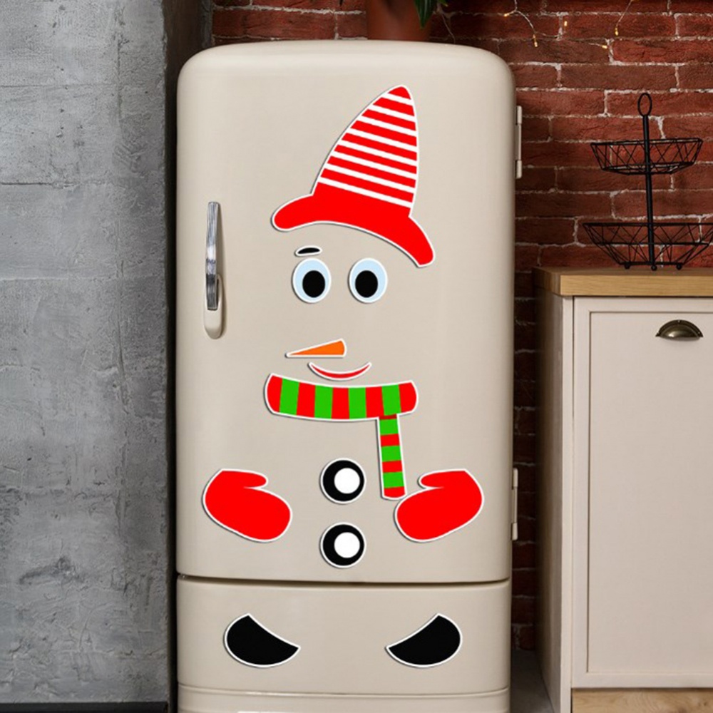 1XMagnet Fridge Sticker Christmas Snowman Face Kitchen Fridge Wall ...