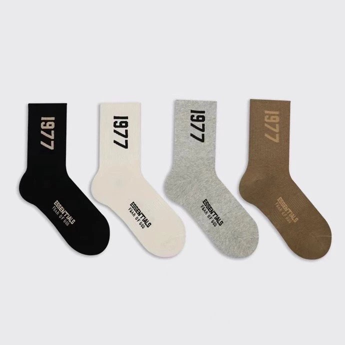 FEAR OF GOD ESSENTIALS socks 1977 letter logo Jacquard design stockings ...
