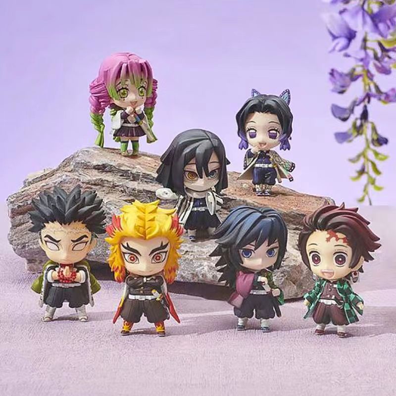 Demon Slayer Cute Anime Figurines Tanjiro Nezuko Zenitsu Inosuke Demon ...