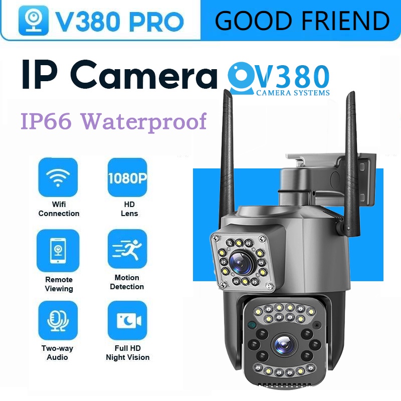 V380 PRO CCTV Wifi Camera Dual Lens Camera IP66 8MP Wireless Outdoor Human Detection Video Cam ...