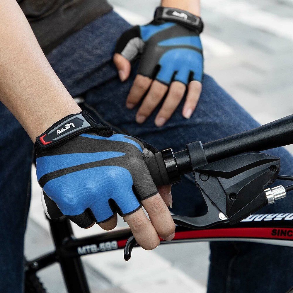 LERWAY Christmas Gift Cycling Gloves Bicycle Bike Black Blue Half Full ...
