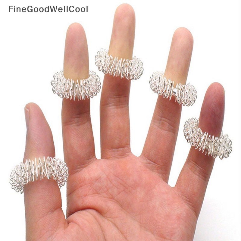 FWPH 10pcs Stainless Steel Finger Massage Ring Acupuncture Ring Therapy ...