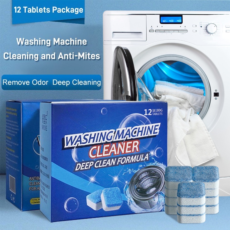 12Pcs/box Washing Machine Cleaning Detergent Cleaner Descaler Deep ...