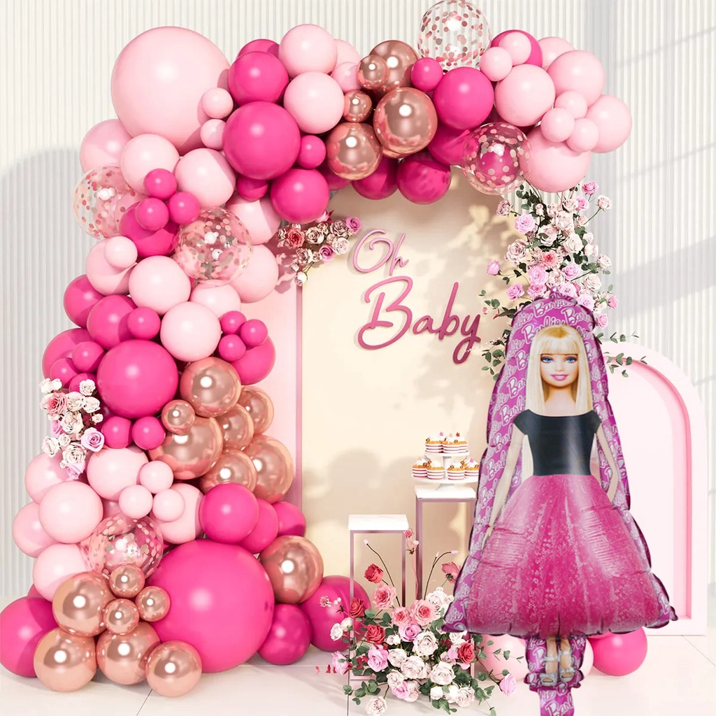 Disney Barbie Theme Balloons Garland Arch Kit 32inch Pink Number ...
