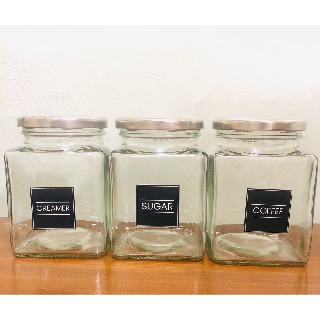 1 Set (3 Pieces) 730ml Jar Coffee, Sugar, Creamer, Condiments Container ...