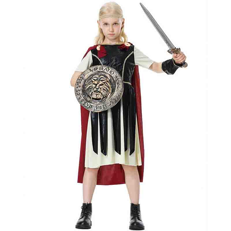 Halloween Girl's Roman Knight Warrior Role Play Uniform Set Children ...