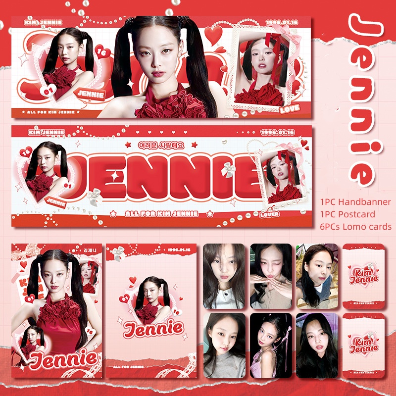 BP JENNIE JISOO ROSE fan Concert Support Hand Banner 6pcs postcards ...