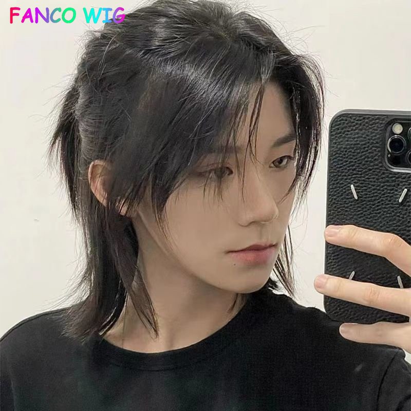 Human Hair Washable Wolftail Fake Head Male Kimura Takuya Same Style ...