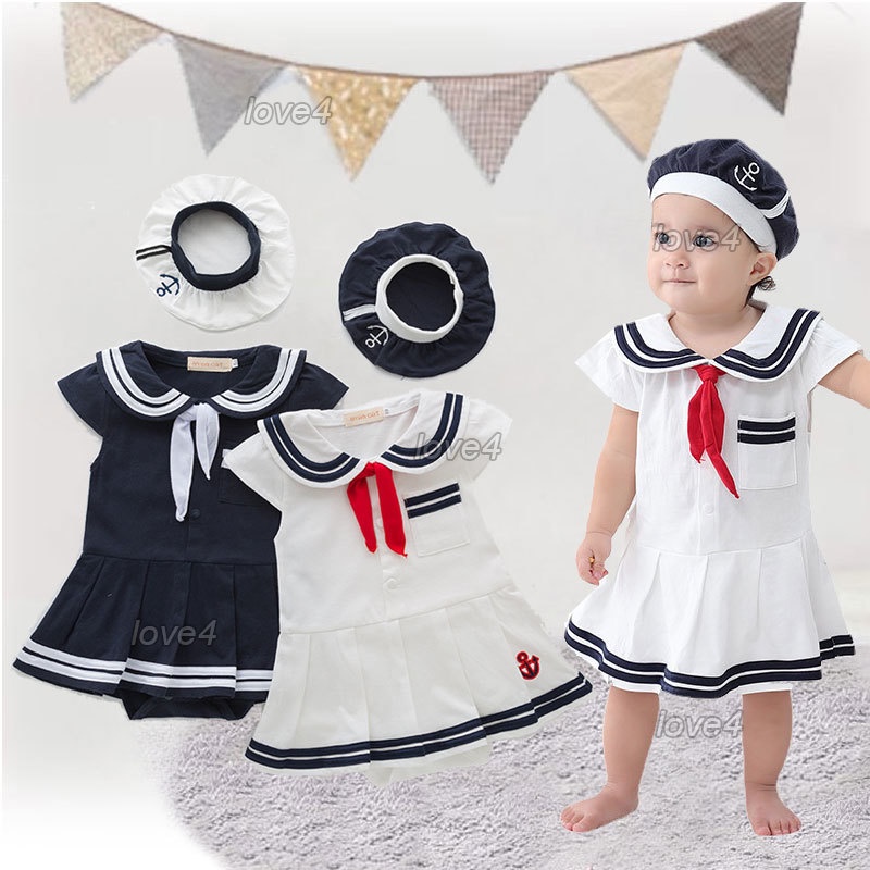 Nautical Sailor Seaman Costume Romper with Cap Baby Clothes for Girl ...