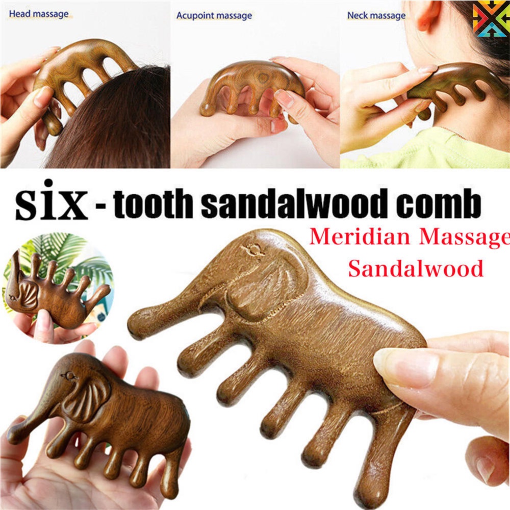 Body Meridian Massage Comb Sandalwood Elephant Shaped Wide-toothed Comb ...