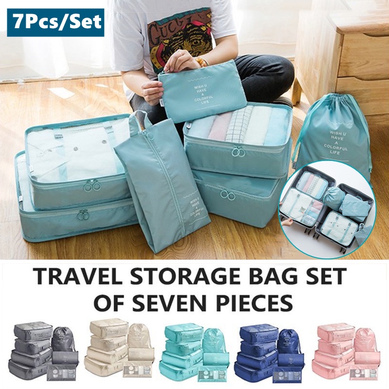 7Pcs Travel Organizer Pouch Set Luggage Organizer Bag Foldable ...