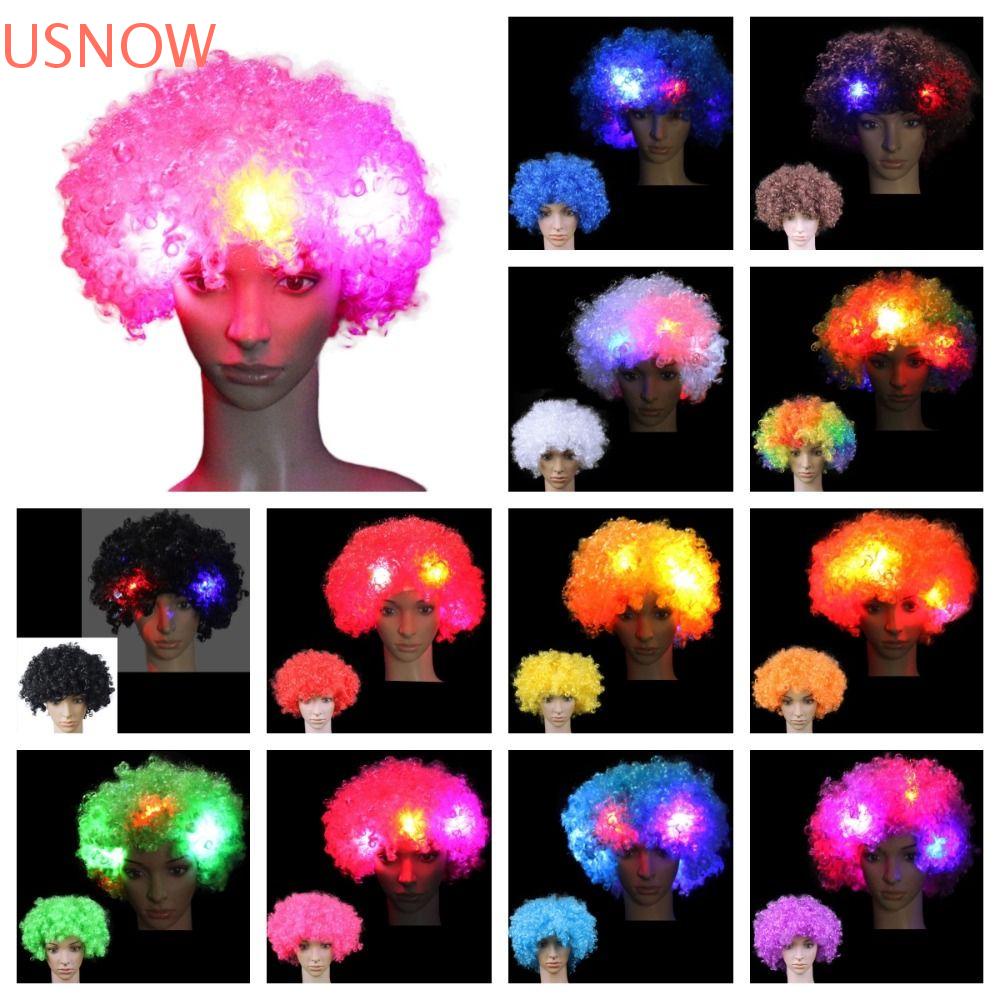 USNOW LED Clown Wig, Luminous Blink Flashing Explosion Wig, Retro ...