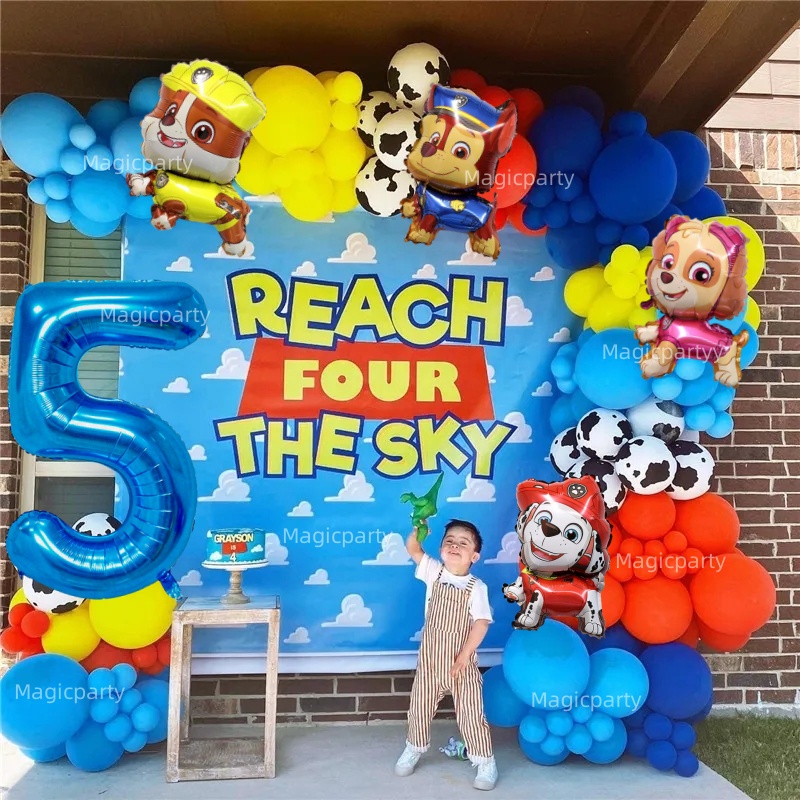 Paw Patrol Balloons Garland Arch Kit Mini Dogs Blue 32inch 1-9th Number Foil Balloons Birthday ...