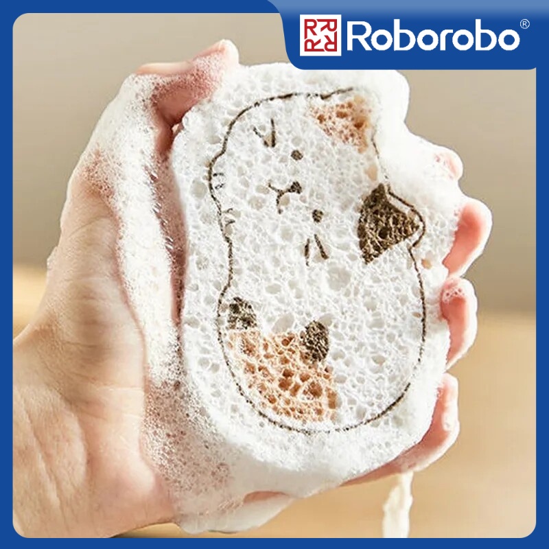 ROBOROBO Eco-Friendly Compressed Magic Sponge Wood Pulp Ideal cleaning ...