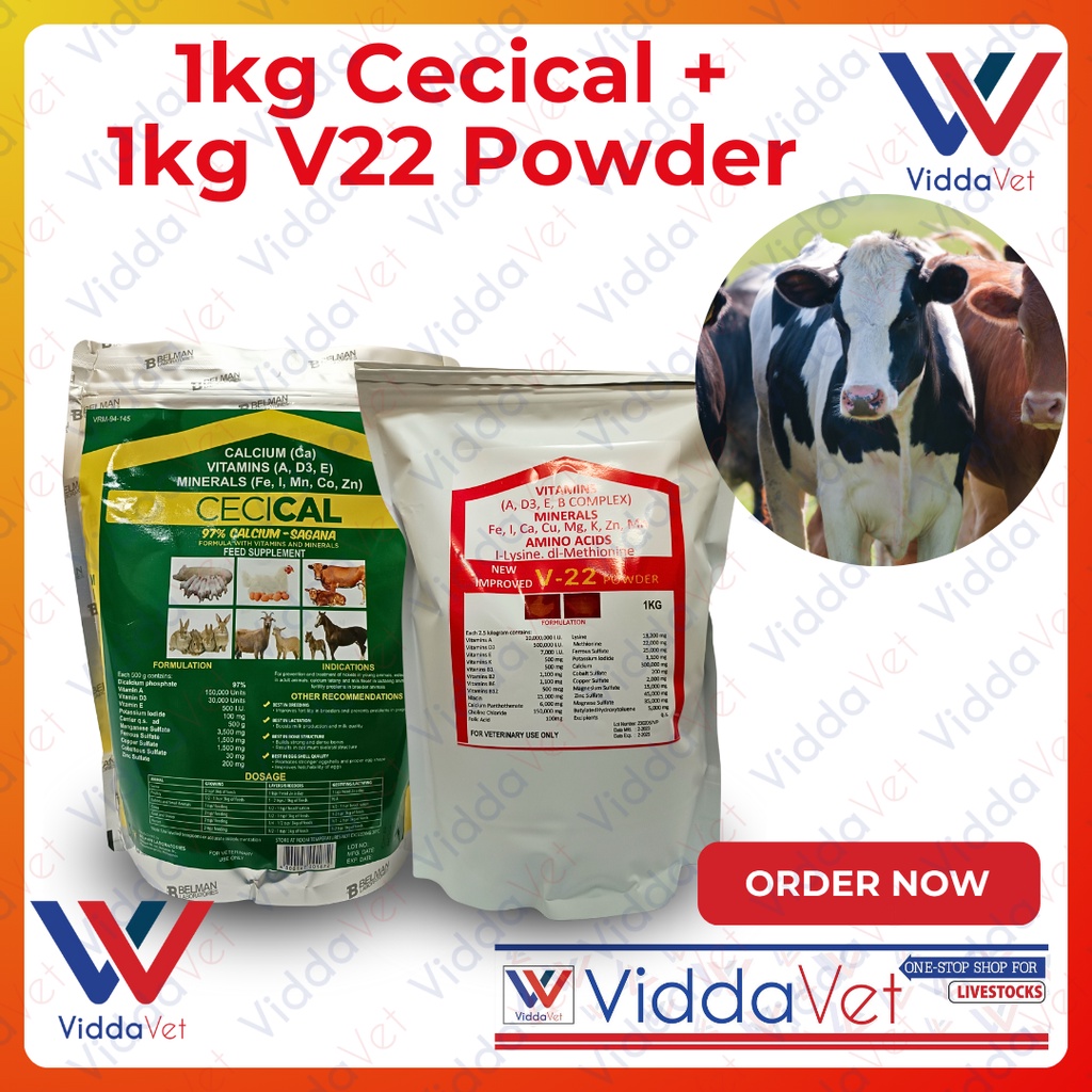 Viddavet 1kg Cecical Powder+1kg V22 Powder 1kg cecical vitamins 1kg V22 ...