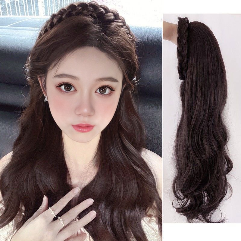 Korean style large wave wig female simulation long curly hair fishbone ...