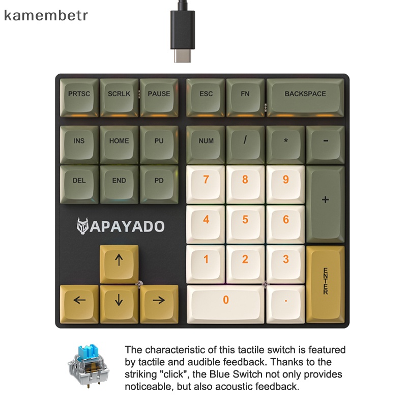 ka Wired Mechanical 33-Key Numeric Keypad With Multi-Color Lights Shaft Laptop Numeric Keyboard ...