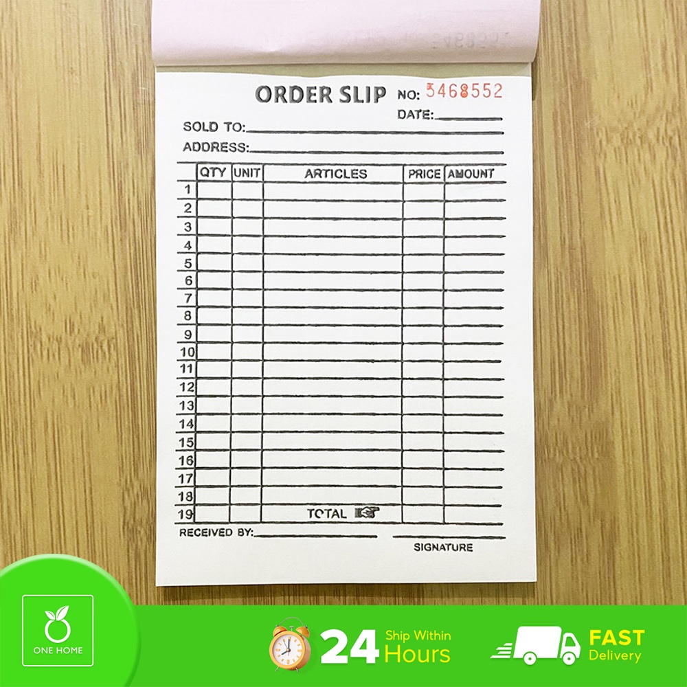 One Home Carbonized Order Slip Receipt Paper 25 Sheets 18x13cm 1pc ...