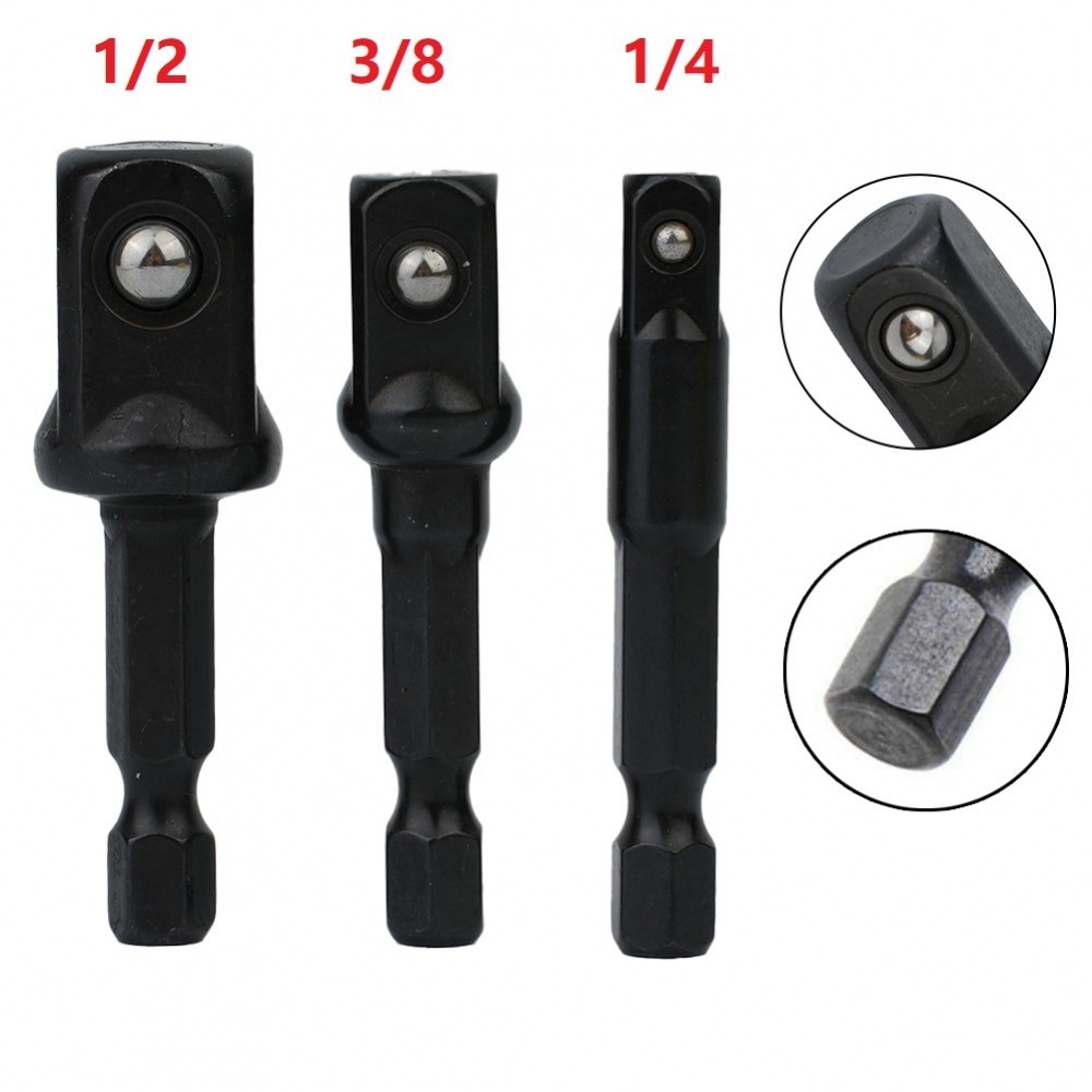 Professional Grade 3pc Set of Socket Adapters with Hex Shank Extension ...