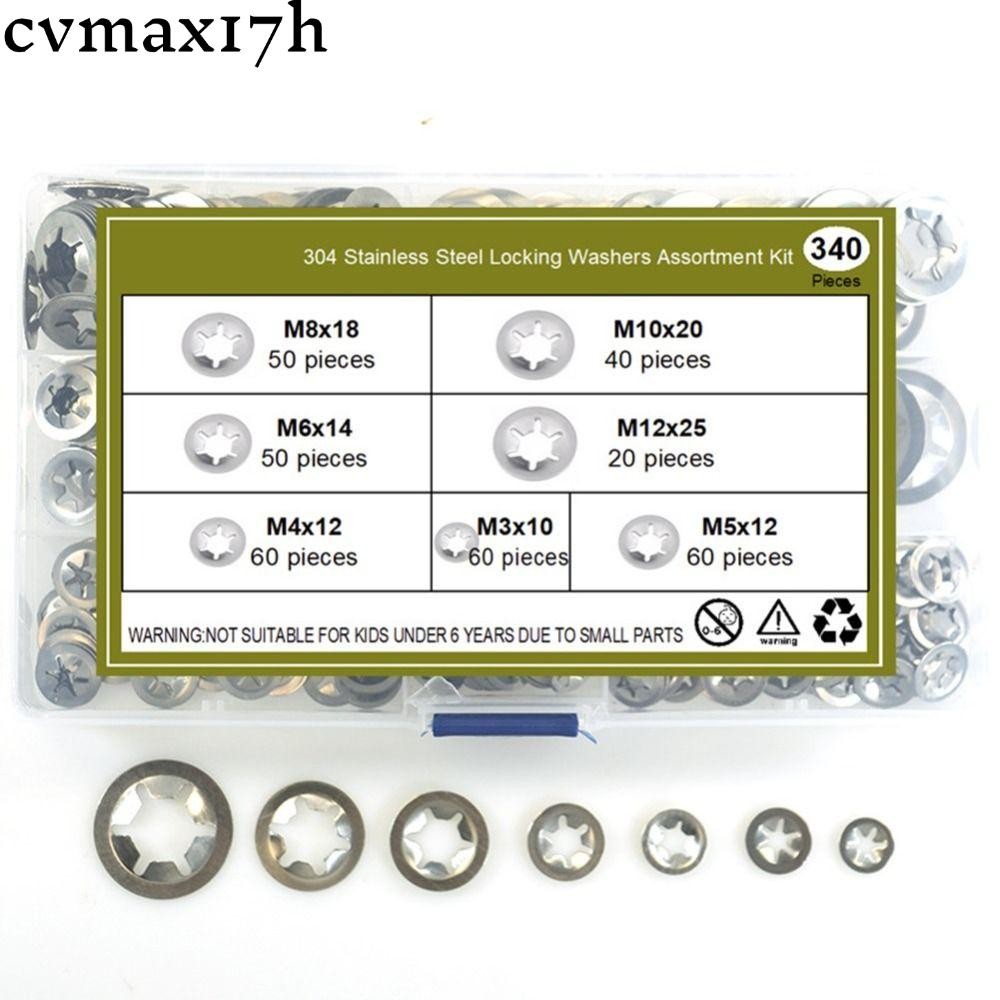 CVMAX1 340Pcs Tooth Lock Washers, M3 M4 M5 M6 M8 M10 M12 304 Stainless ...