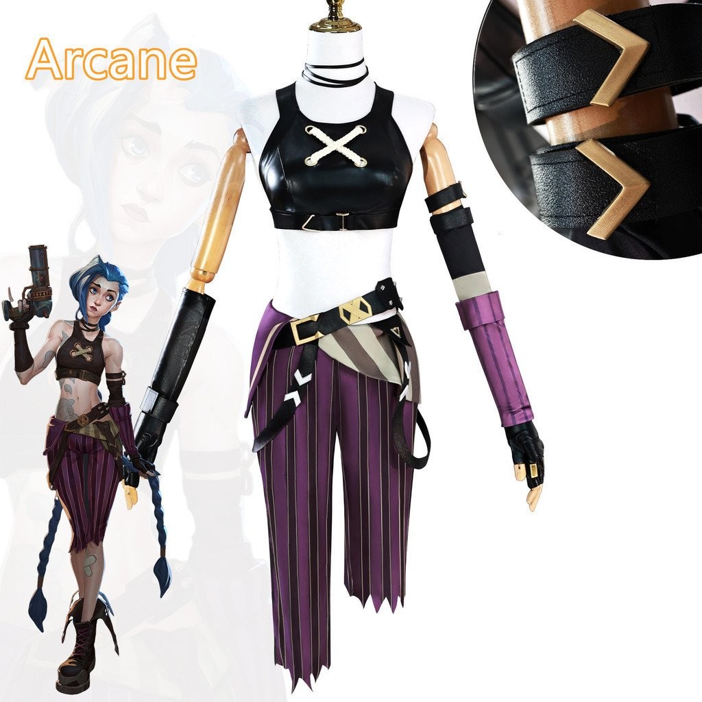 Arcane Season 2 Jinx Powder Cos Costume Full Set Wig Shoes Game ...