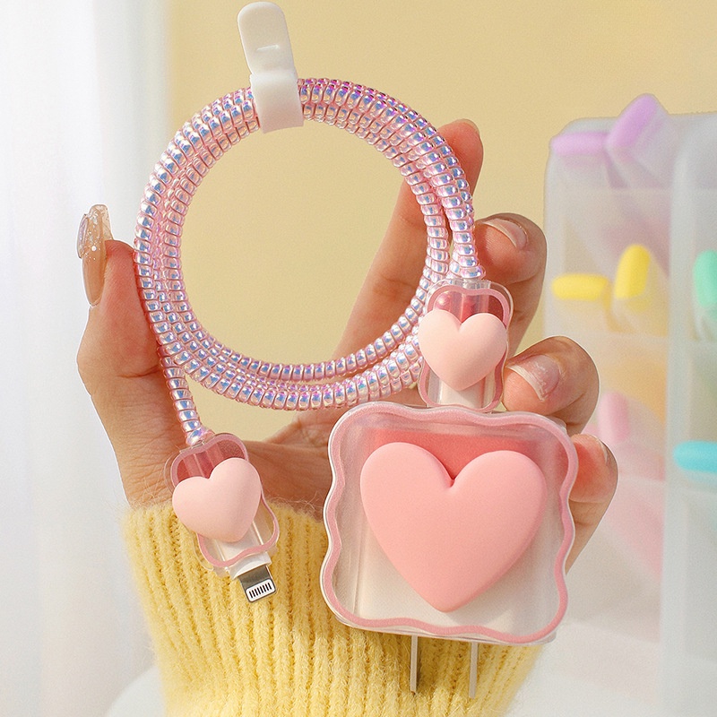 3D Heart Charger Protector Cable Organizer for Iphone 18W 20W Data ...