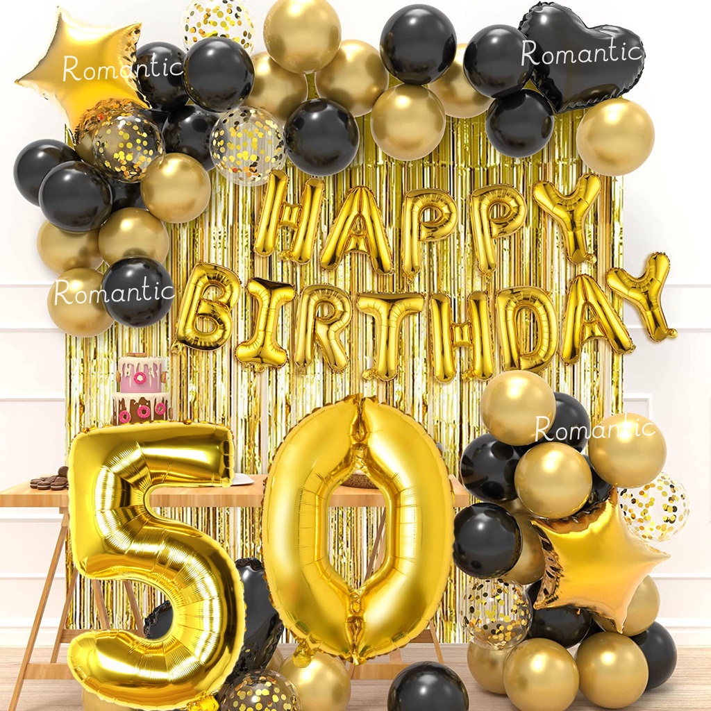 Black Gold Theme Balloon 30th 40th 50th 60th 70th Latex Balloon 32"Gold ...