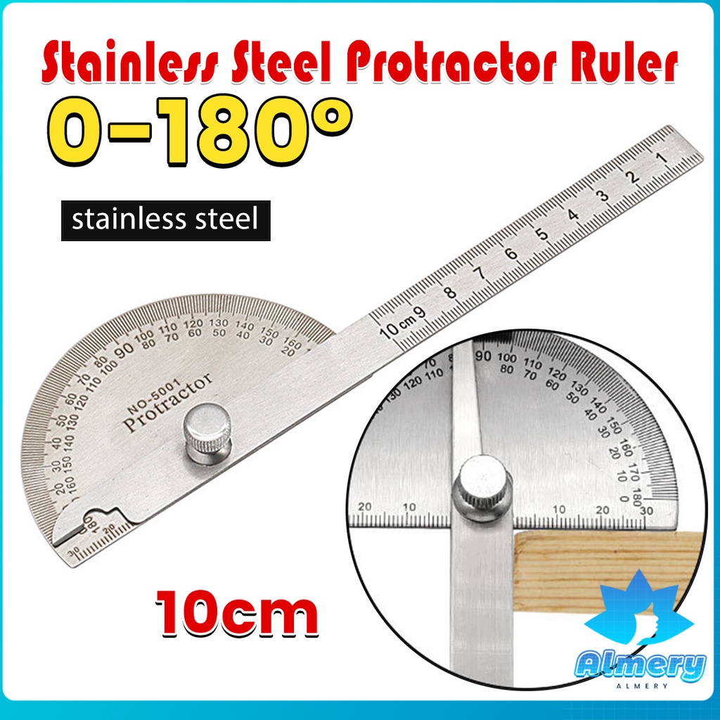 Almery Stainless Steel Protractor Adjustable Roundhead Ruler 180 Degree ...