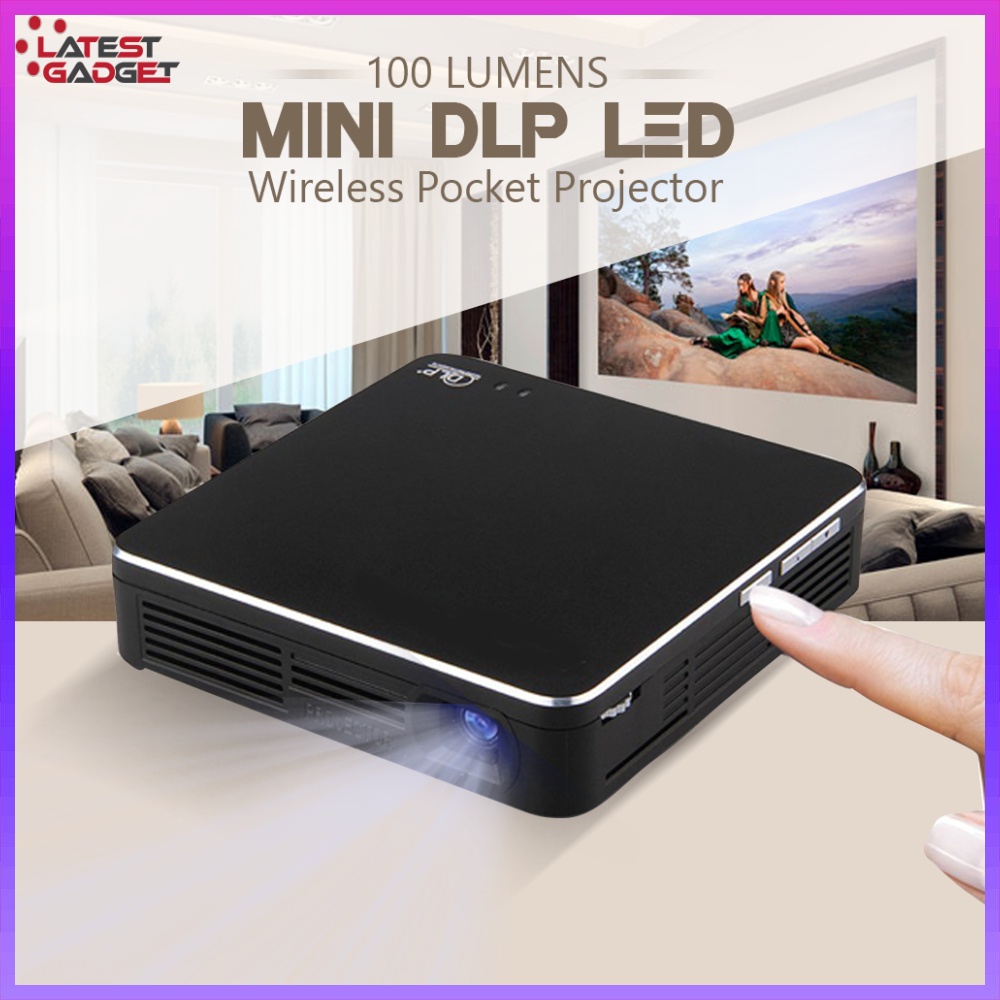 LatestGadget 100 Lumens Mini DLP LED Wireless Pocket Projector - Black ...