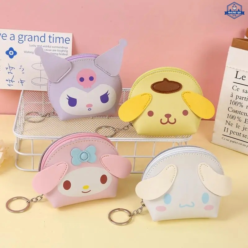 Sanrio Cinnamoroll Kuromi Coin Purse Melody Cute PU Cartoon Pompom ...