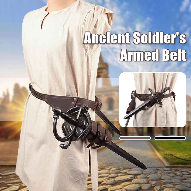 Medieval PU Leather Warrior Double Sword Sheath Holder Knight Cosplay ...