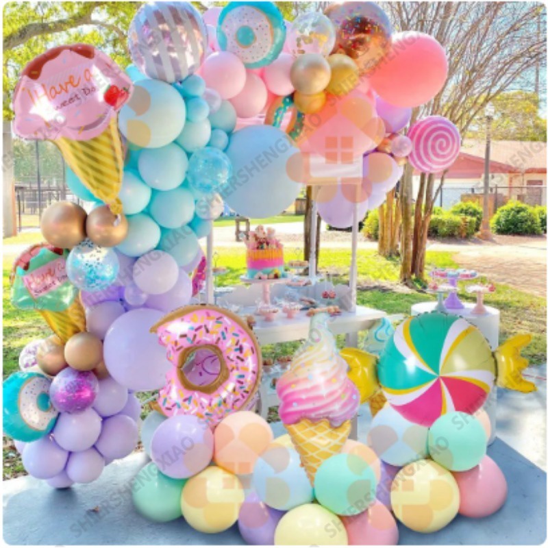 93pcs Donut Theme Balloon Party Set Donut Pentagram Aluminium Film ...