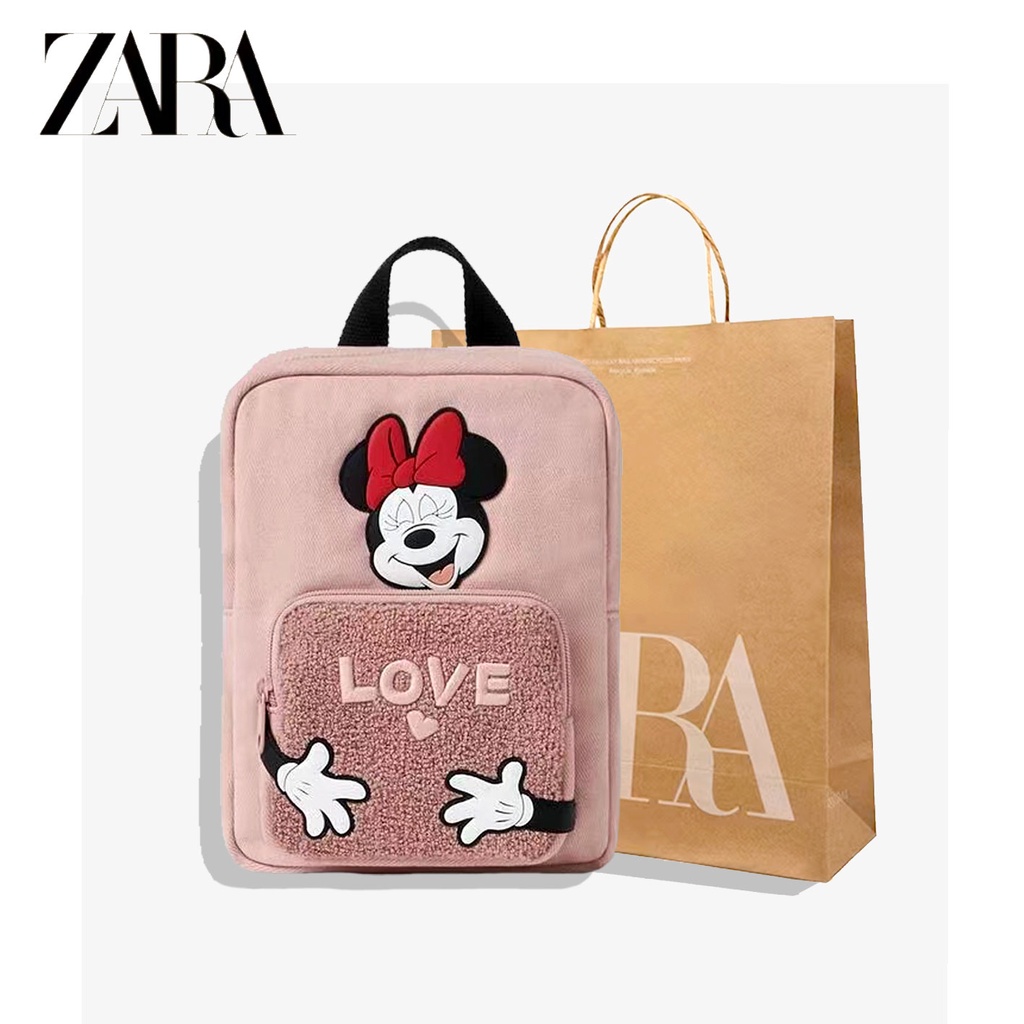 ZARA Mickey Mouse Pink Minnie Fashion Double Backpack 2023 New Portable ...