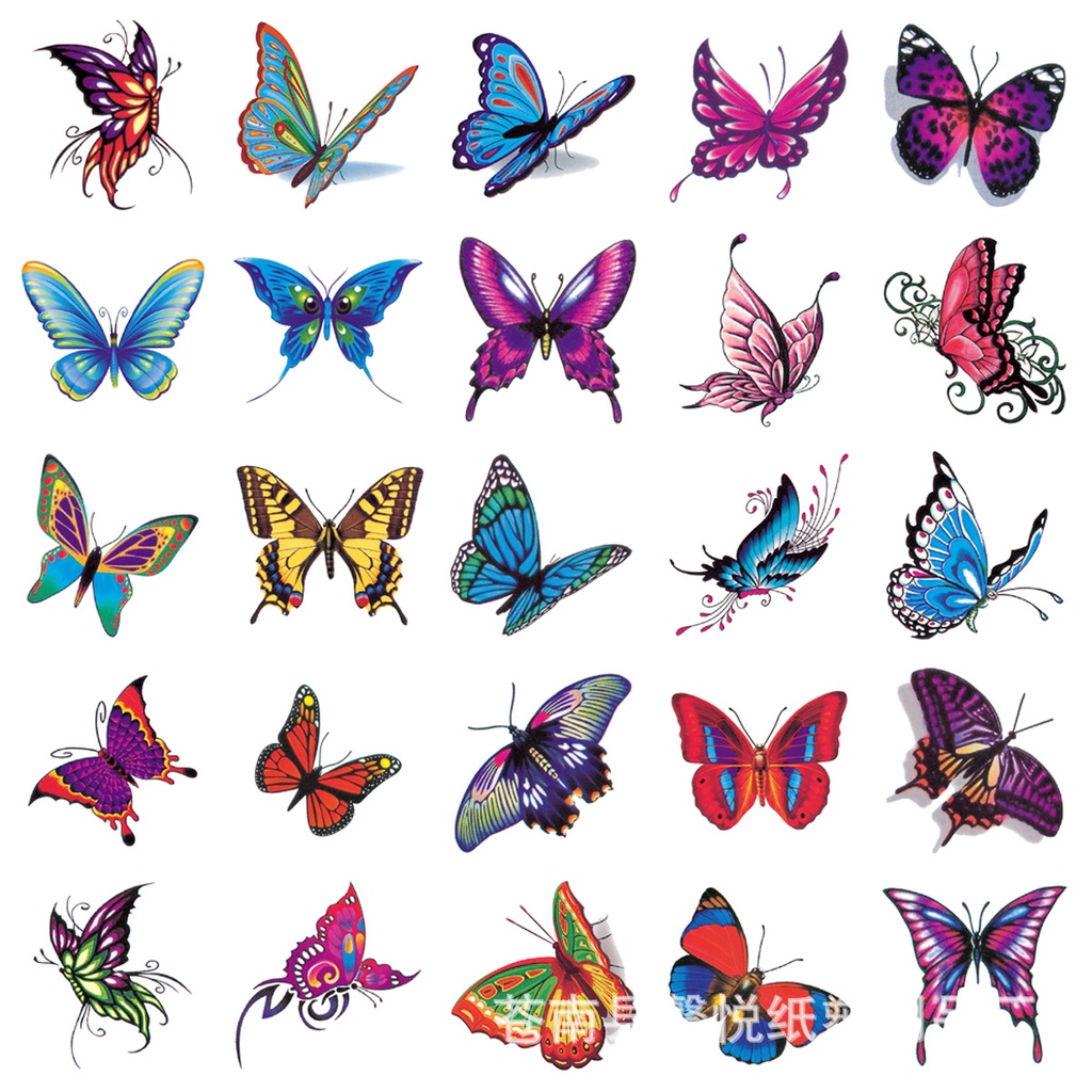 30PCS Waterproof Temporary Tattoo Sticker 3D Butterfly Fake Tattoo Leg ...