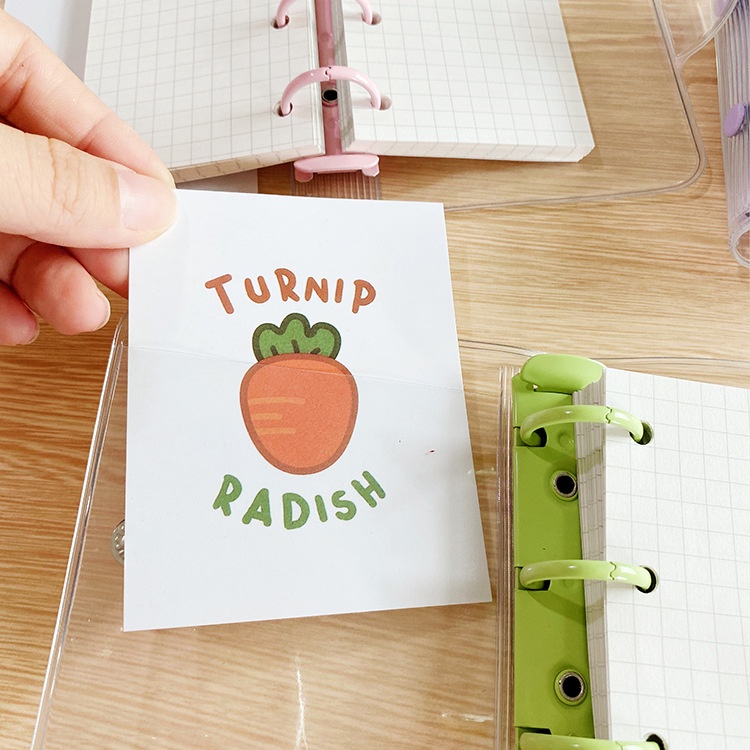 Mini Loose-leaf Book Cute Transparent HandBook 3 Ring Binder Notebook ...