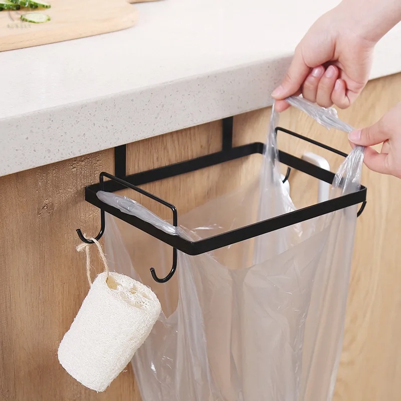 NEWSKY Iron Cabinet Garbage Rack Kitchen Garbage Bag Holder Iron Hanger ...