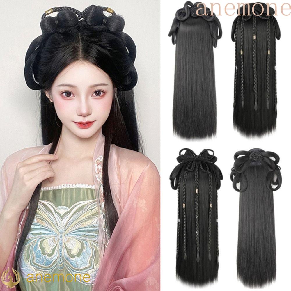 ANEMONE Chinese Ancient Wig, Synthetic Antique Women Hanfu Wigs, Black ...