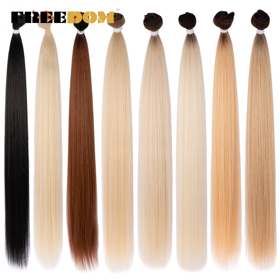 FREEDOM Bone Straight Hair Extensions Ombre Blonde Hair Bundles Super ...