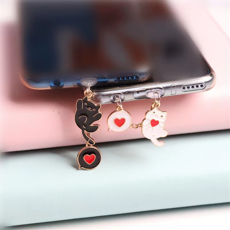 Fashion cute cat mobile phone dust plug iPhone dust plug type-C mobile ...