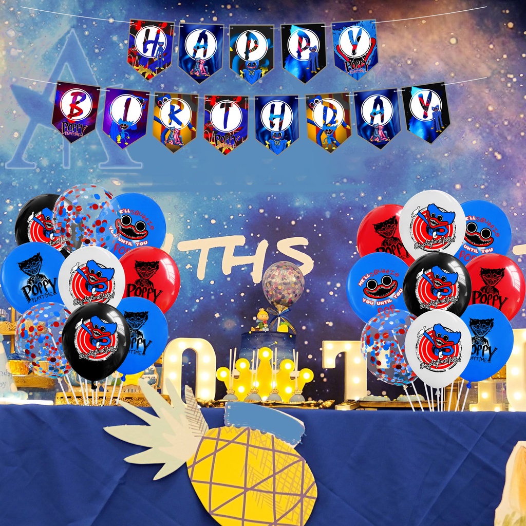 Poppy Playtime Birthday Banner Cake Toppers Balloons Birthday Party ...