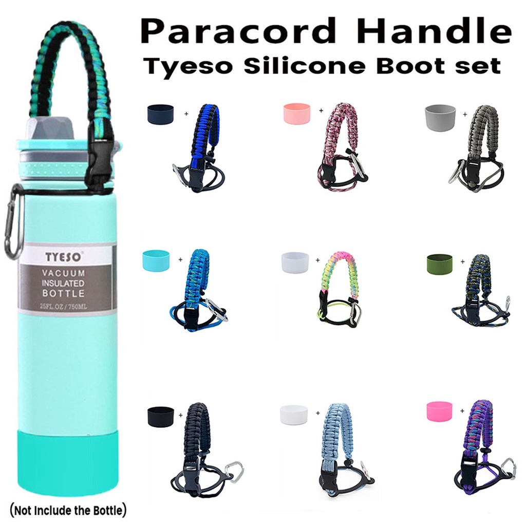 Water Bottle Paracord Handle and Silicone Boot Suit for Tyeso Tumbler ...