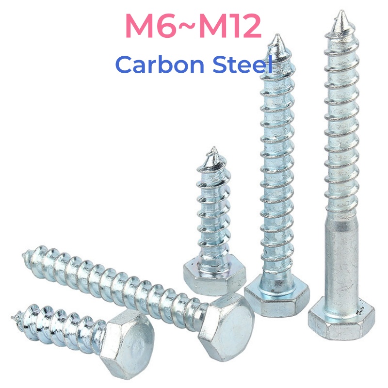 Galvanized Carbon Steel External Hexagon Head Self-tapping Screw M6 M8 ...