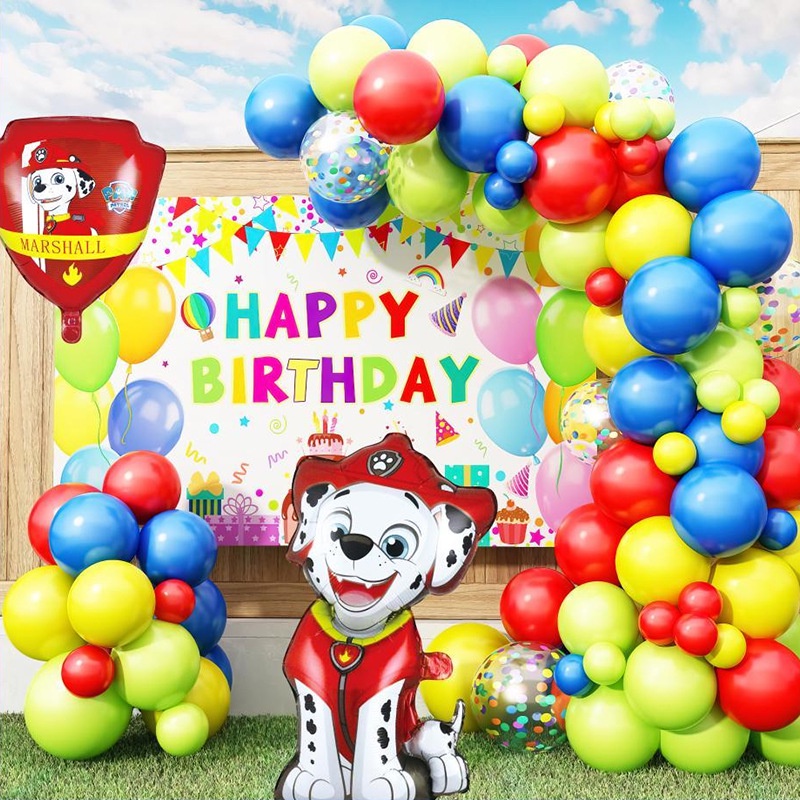Paw Patrol Theme Marshall Balloon Garland Arch Kit 32inch Red Number Blue Yellow Red Latex ...