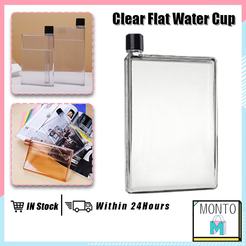 420mL Portable Clear Flat Water Bottle Outdoor Tumbler Drinking Square ...