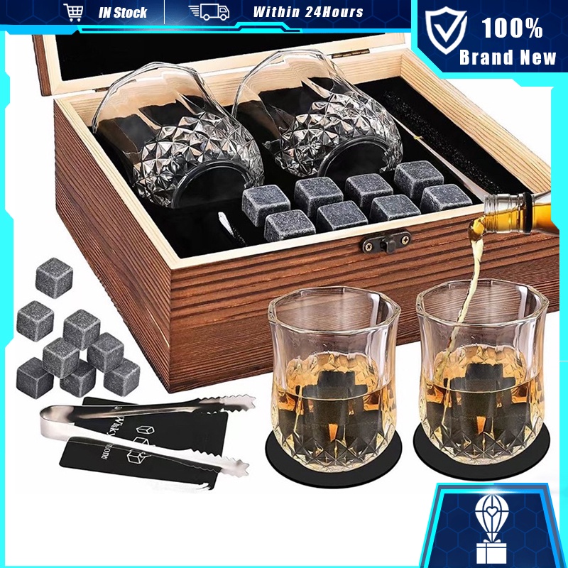 Personalized Engraved Whiskey Bullet Crate Gift Set Glass Stainless ...