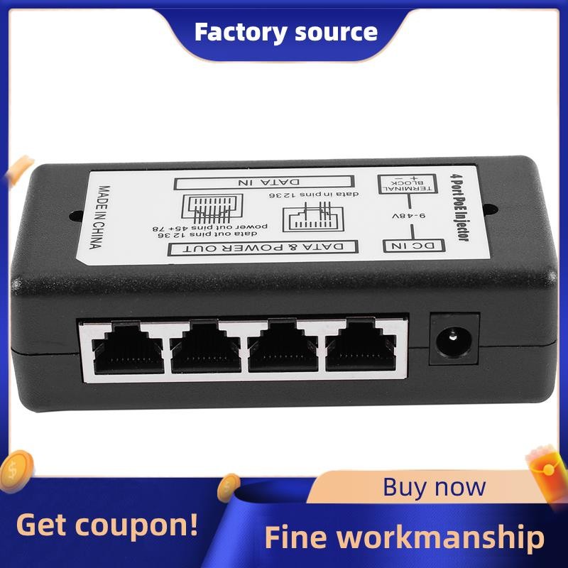 4 Port Poe Injector Poe Power Adapter Ethernet Power Supply Pin 4,5 ...