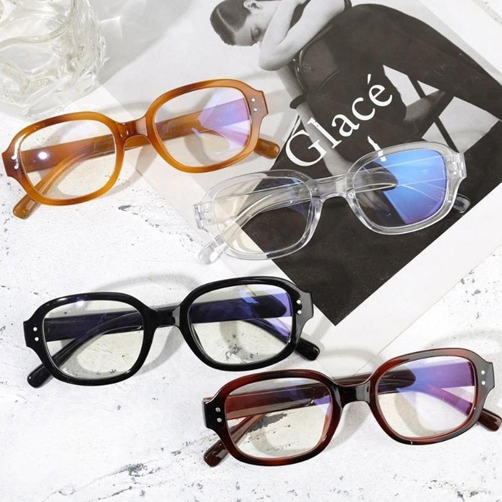 Korea Modern Retro Oval Rectangle Frame Eyeglasses For Women Men Anti ...