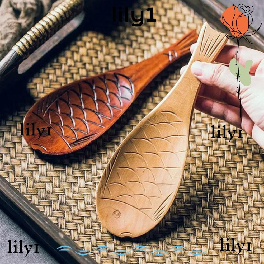 LILY Rice Shovel, Wooden Multi-purpose Rice Scooper, Fish Shape Non ...